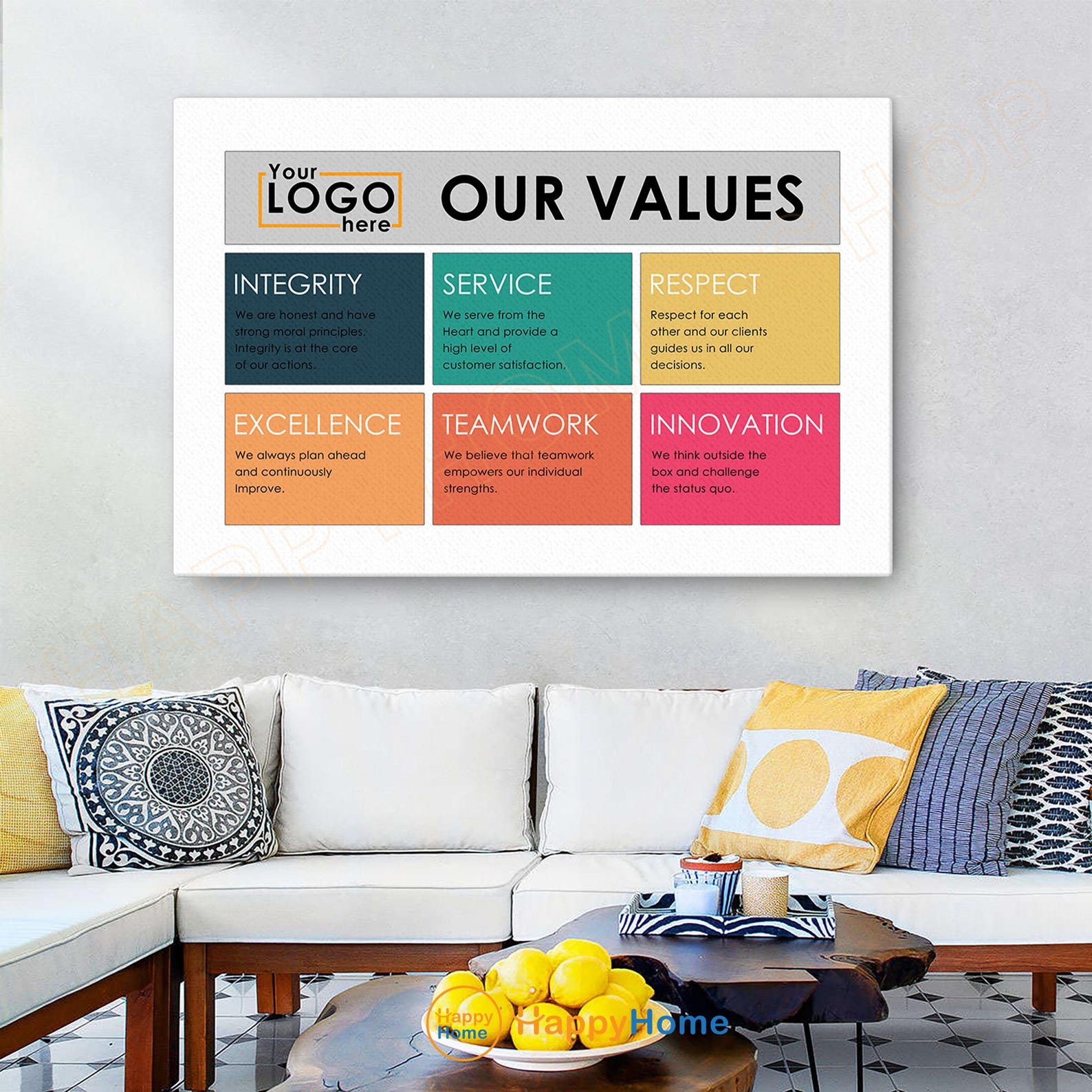 Personalized Company Core Values Wall Art Business Our Values Decor ...