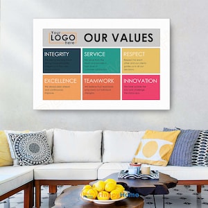 Personalized Company Core Values Wall Art Business Our Values Decor ...