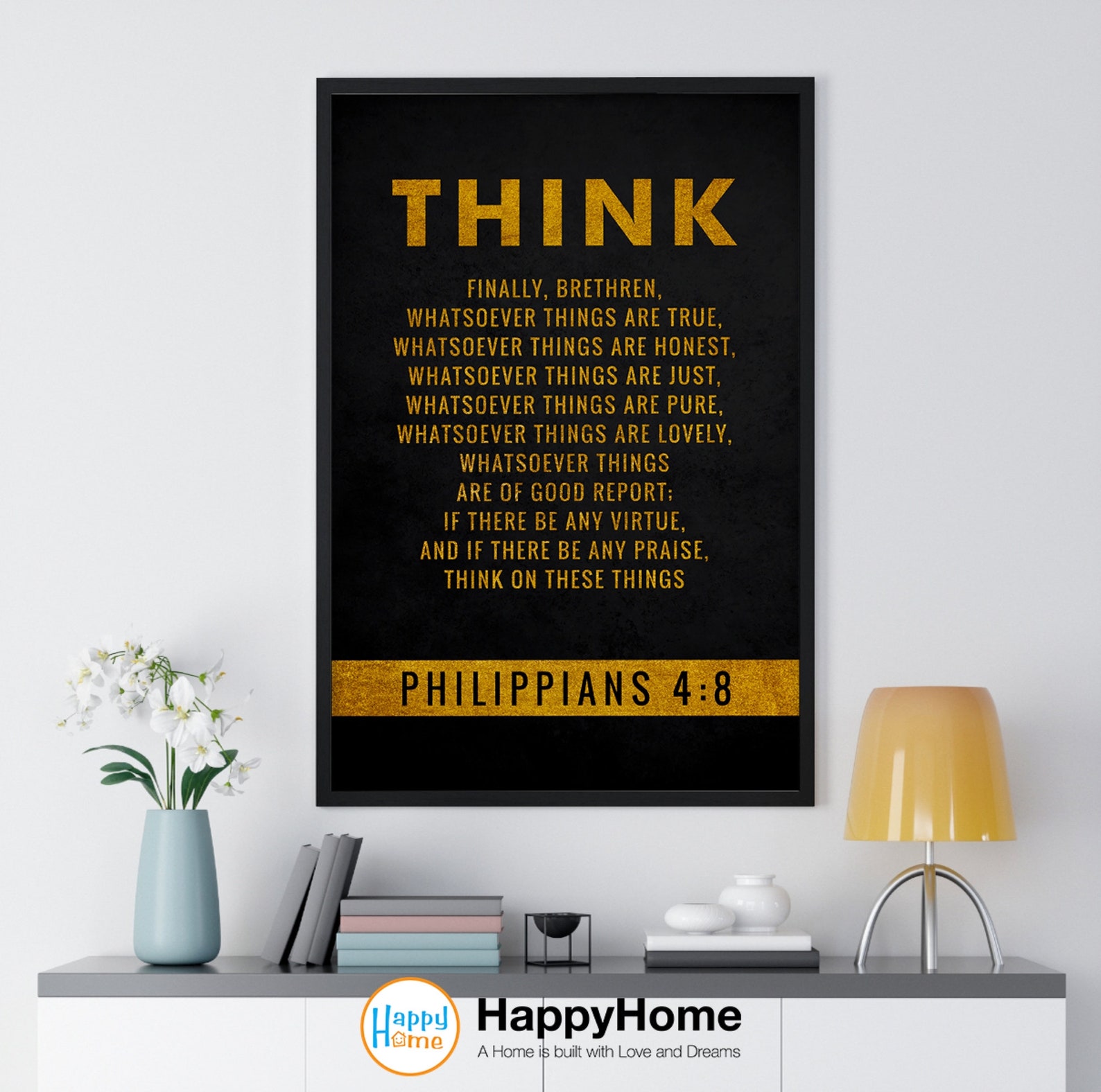 Philippians 4:8 Think on These Things | Bible Verse Wall Art | Modern ...