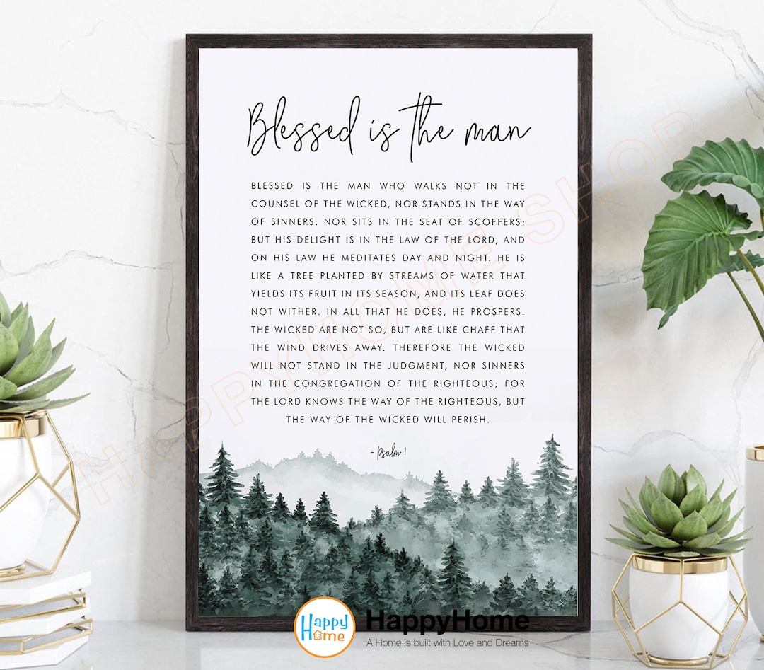 Psalm 1 ESV Blessed is the Man Bible Verse Wall Art Scripture Quote ...