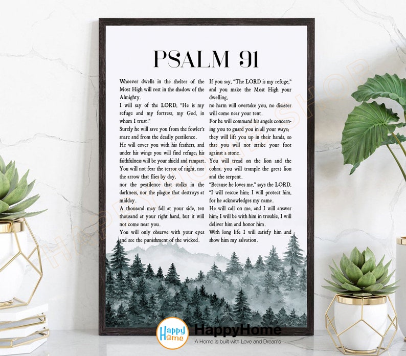 Psalm 91 NIV Bible Verse Wall Art He Who Dwells in the Shelter - Etsy