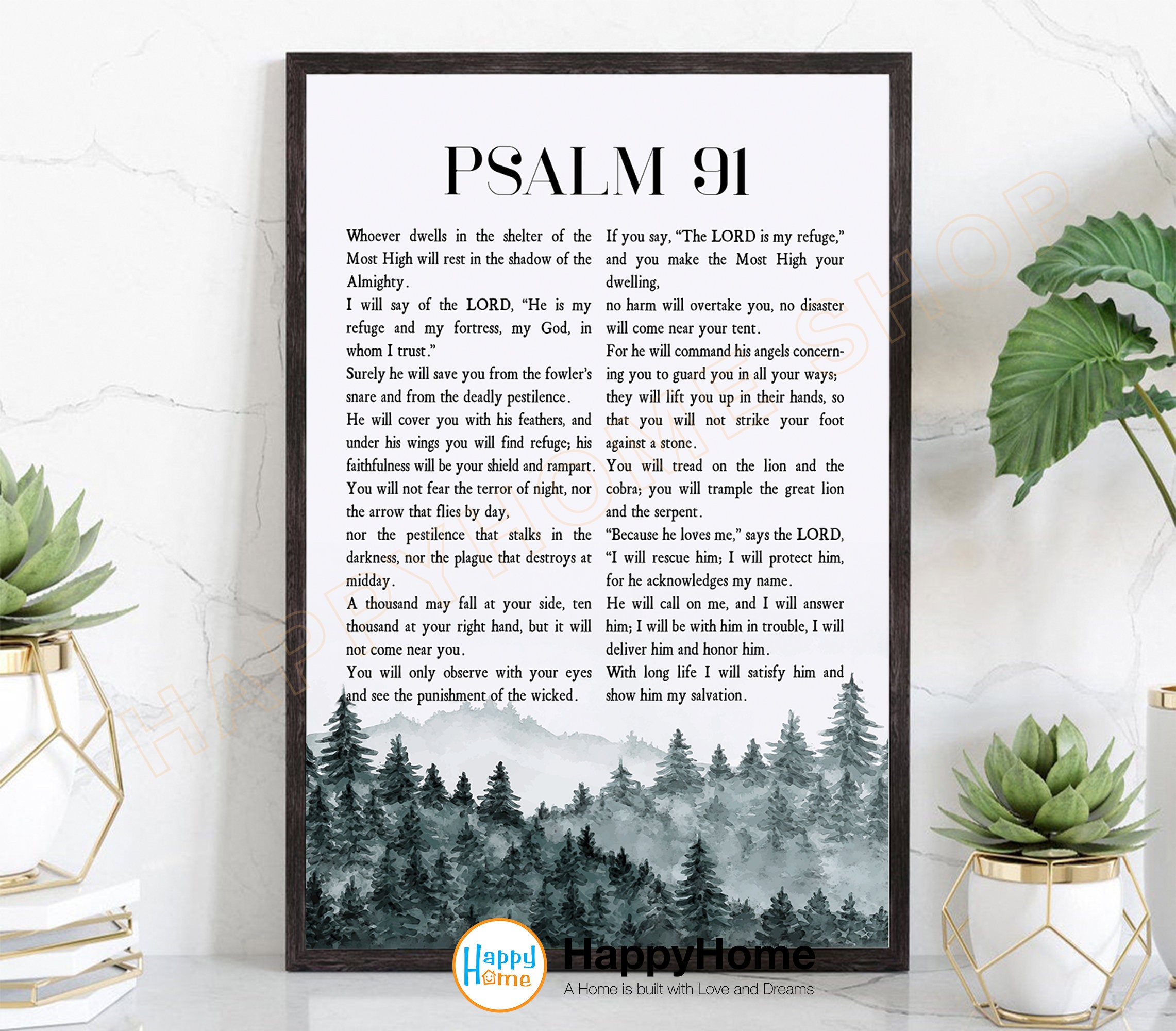 Psalm 91 NIV Bible Verse Wall Art He Who Dwells in the Shelter ...