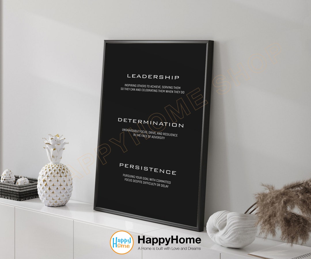 Leadership Determination Persistence Definition Wall Art Motivational ...