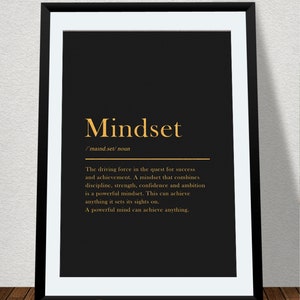 Mindset Definition Wall Art Motivational Wall Art | Inspirational ...