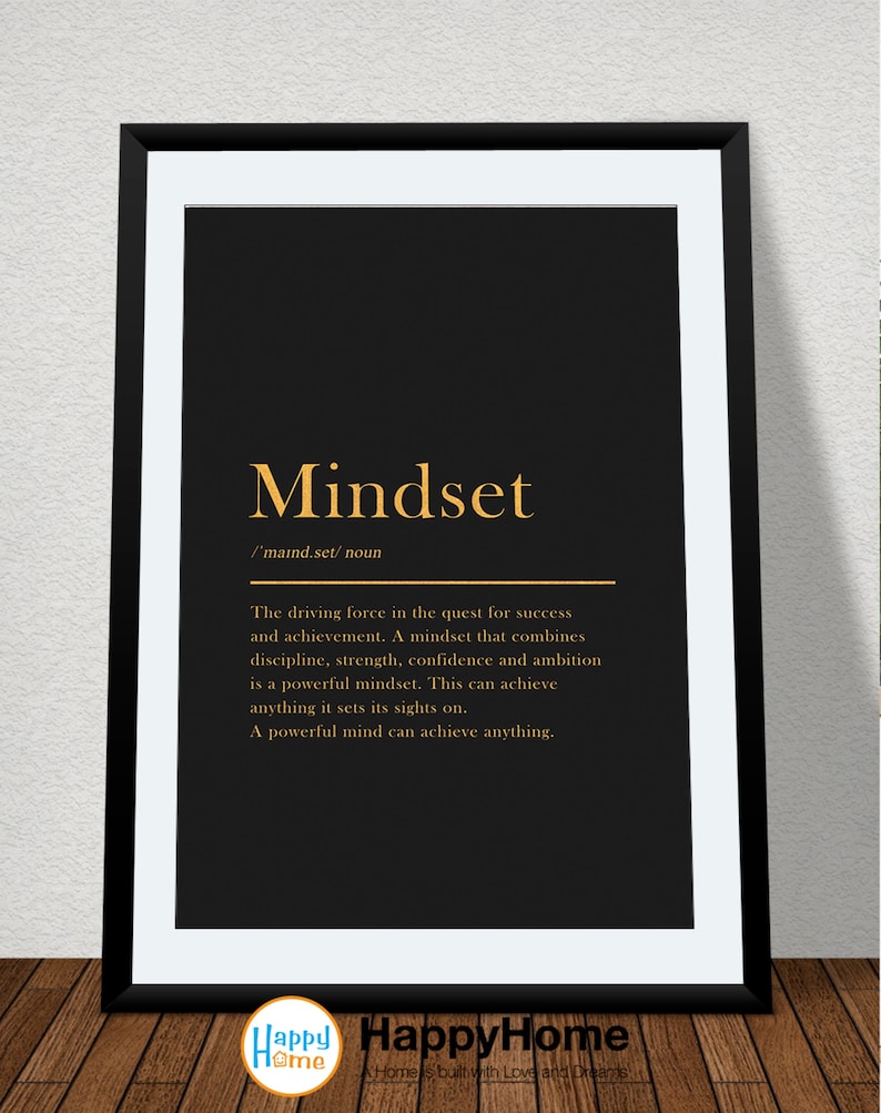 Mindset Definition Wall Art Motivational Wall Art - Etsy