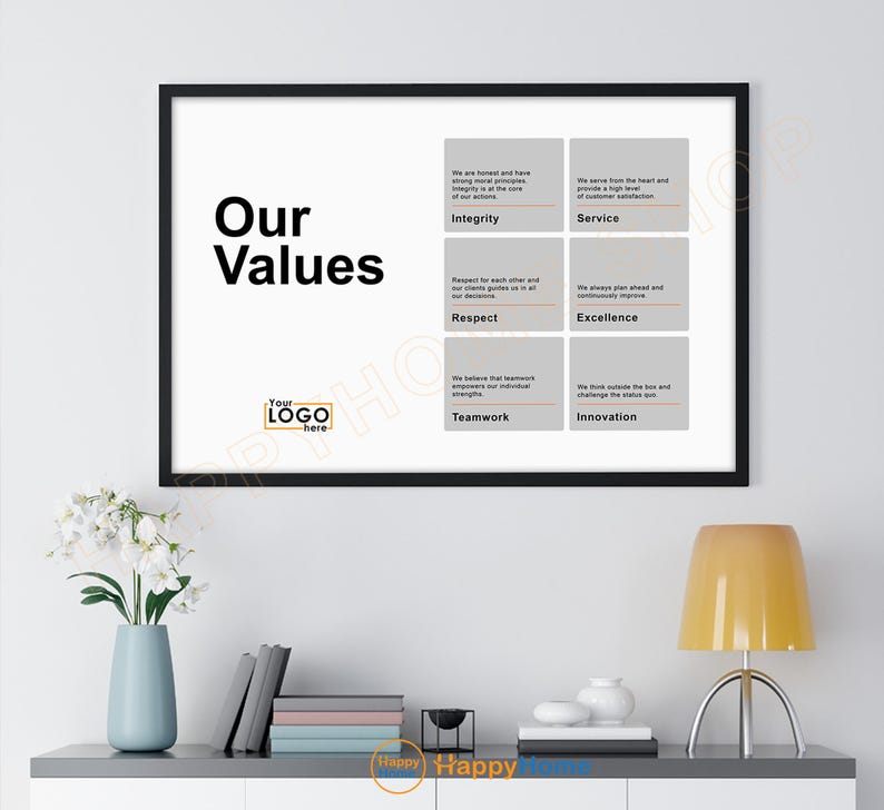 Personalized Company Our Values Wall Art Custom Business Core Values ...
