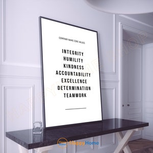 Personalized Company Core Values Wall Art Business Core Values Decor ...