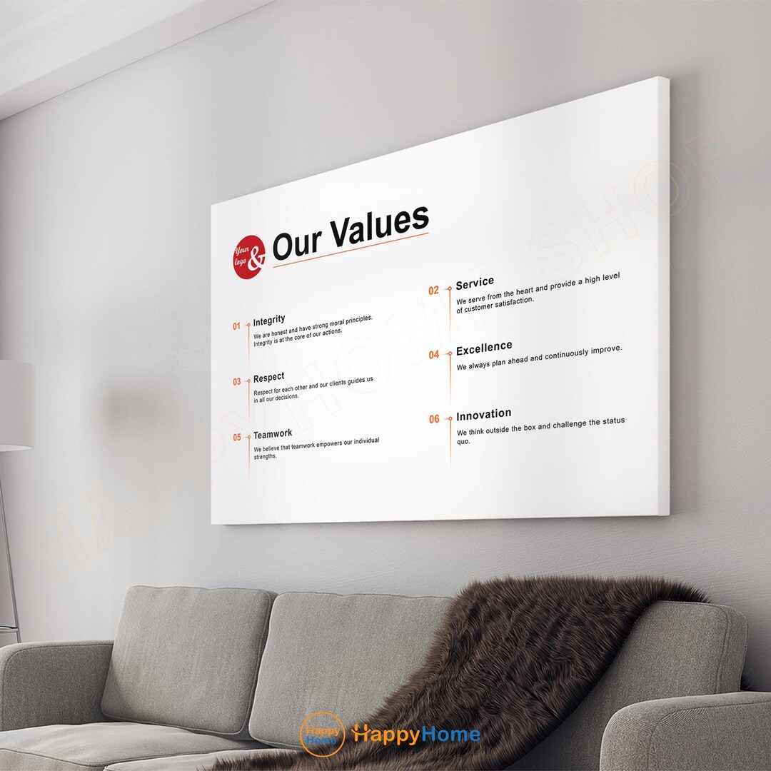 Personalized Company Core Values Wall Art Custom Business Our Values ...