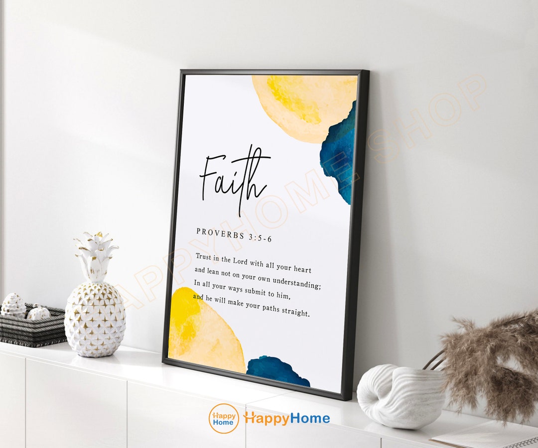 Proverbs 3:5-6 Wall Art Be Faith Bible Verse Scripture Quote Prints ...