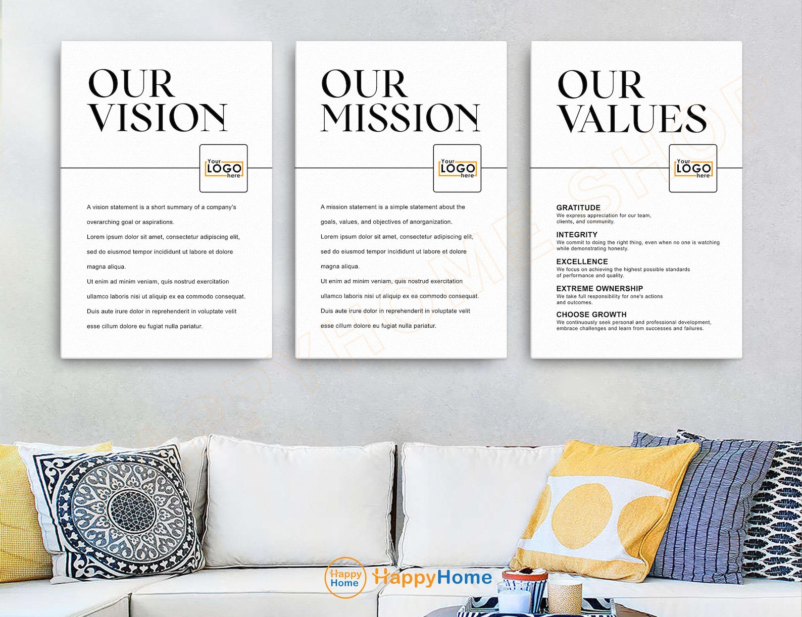 Personalized Business Statement Our Vision Our Mission Our Values Wall ...
