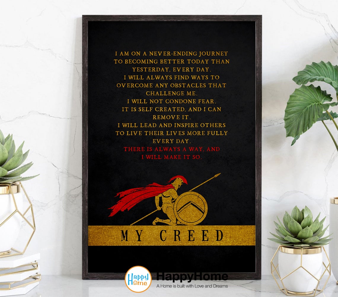 Spartan Poster Motivational Inspiration Quotes Poster My Creed ...