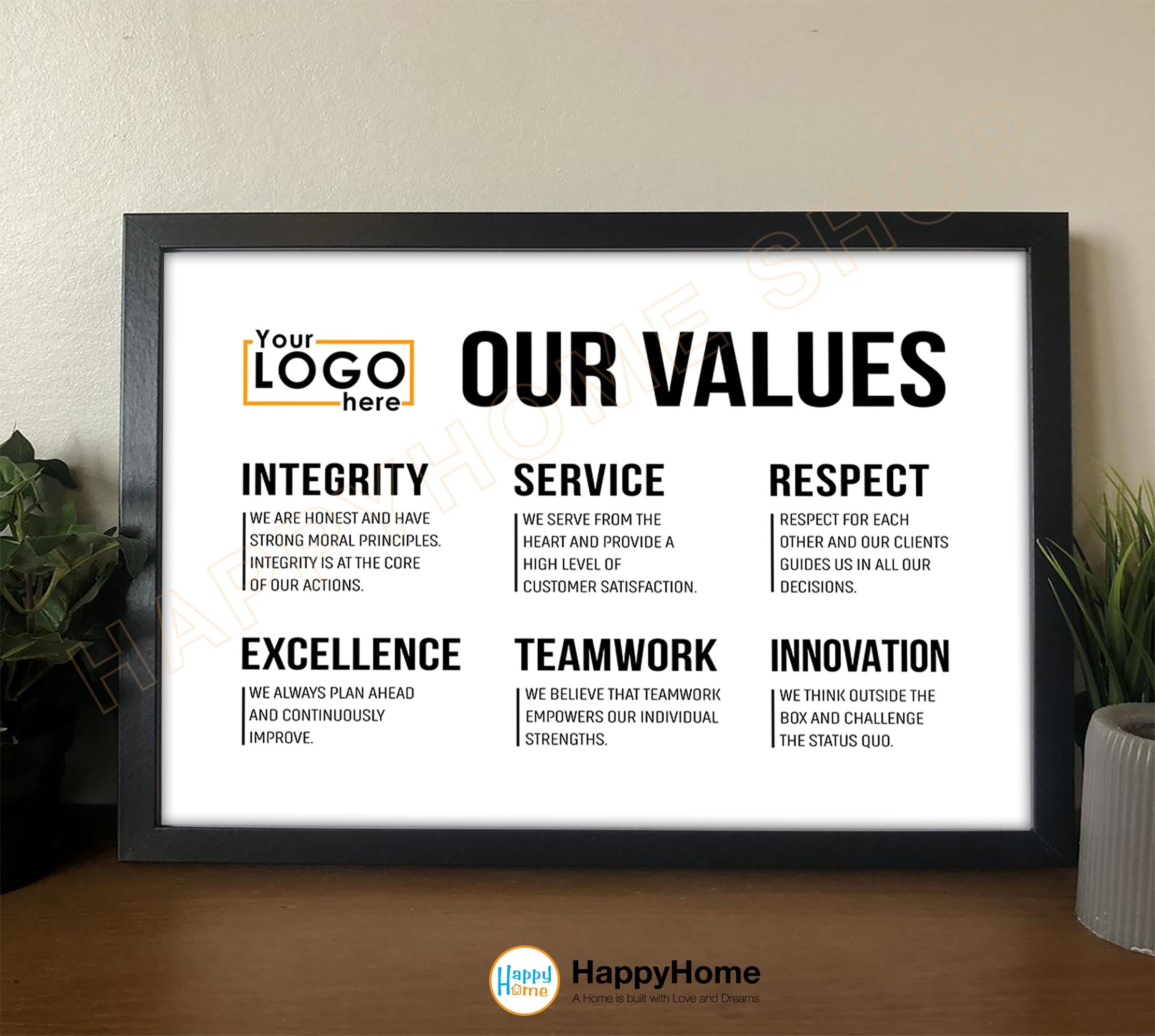 Personalized Company Core Values Wall Art Business Core Values Decor ...