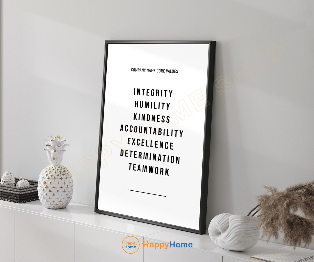 Personalized Company Core Values Wall Art Business Core Values Decor ...