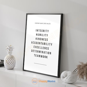 Personalized Company Core Values Wall Art Business Core Values Decor ...
