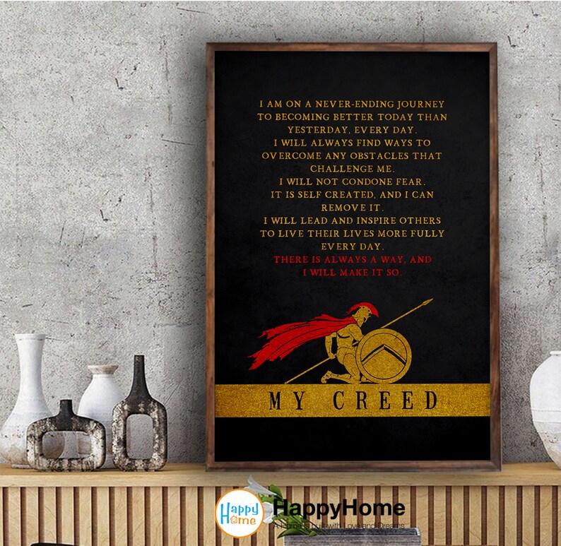 Spartan Poster Motivational Inspiration Quotes Poster My Creed - Etsy