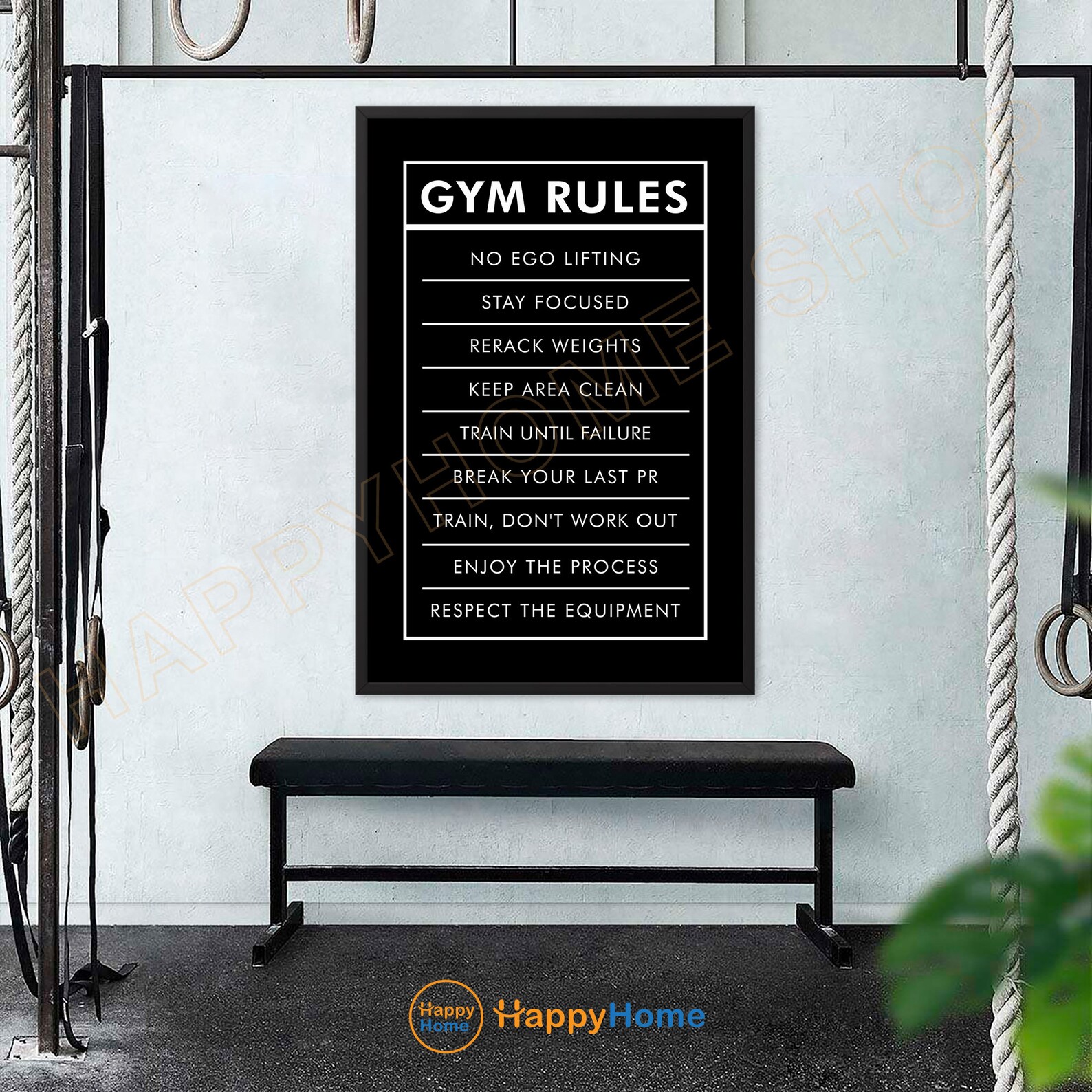 Gym Rules Wall Art Workout Room Decor Gym Poster Fitness Sign Prints ...