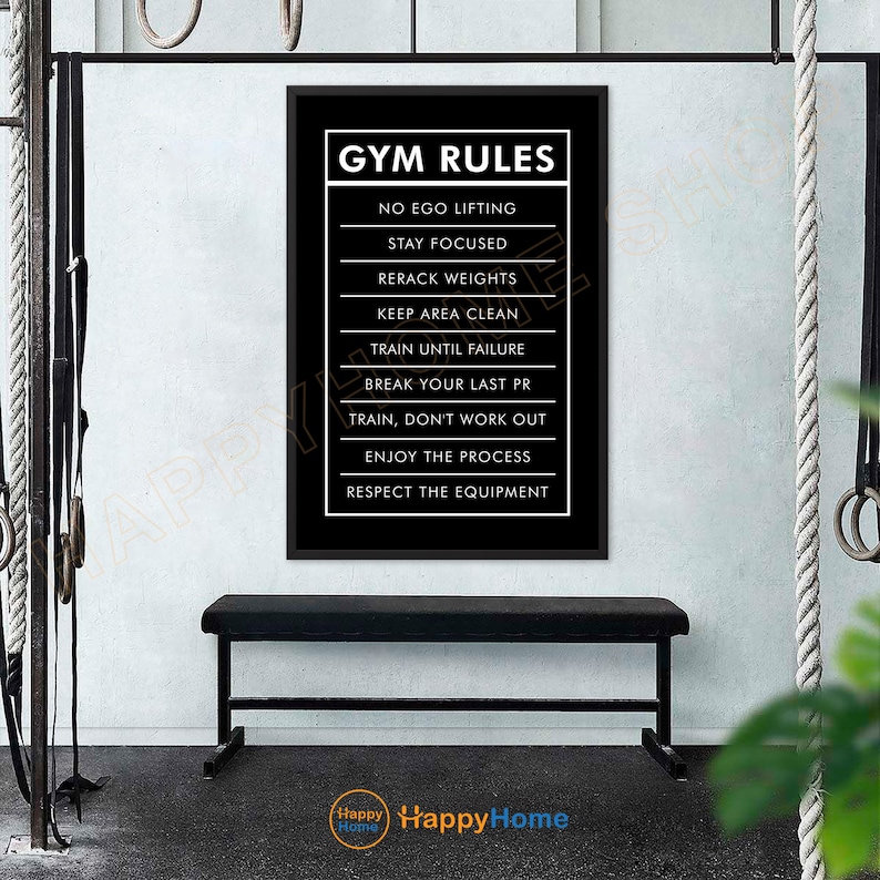 Gym Rules Wall Art Workout Room Decor Gym Poster Fitness Sign Prints ...