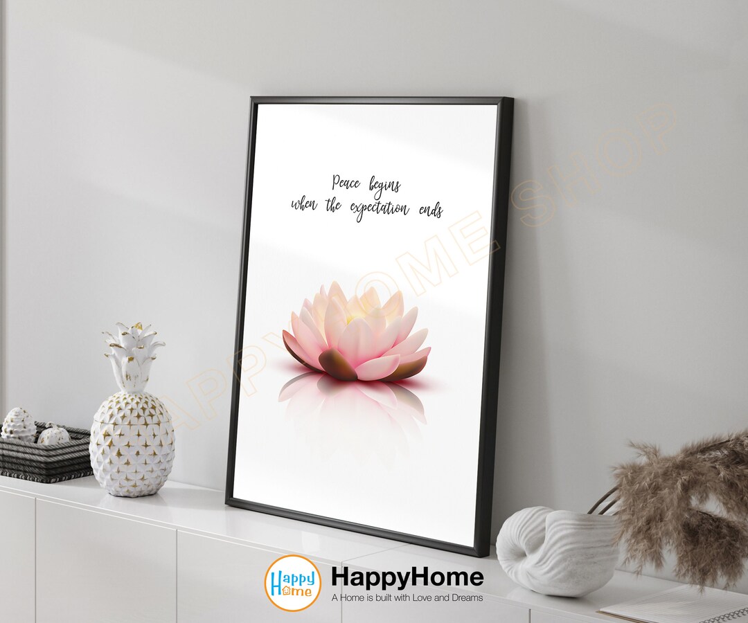 Buddha Quote Wall Art Mindfulness Quote Inner Peace Lotus Prints ...
