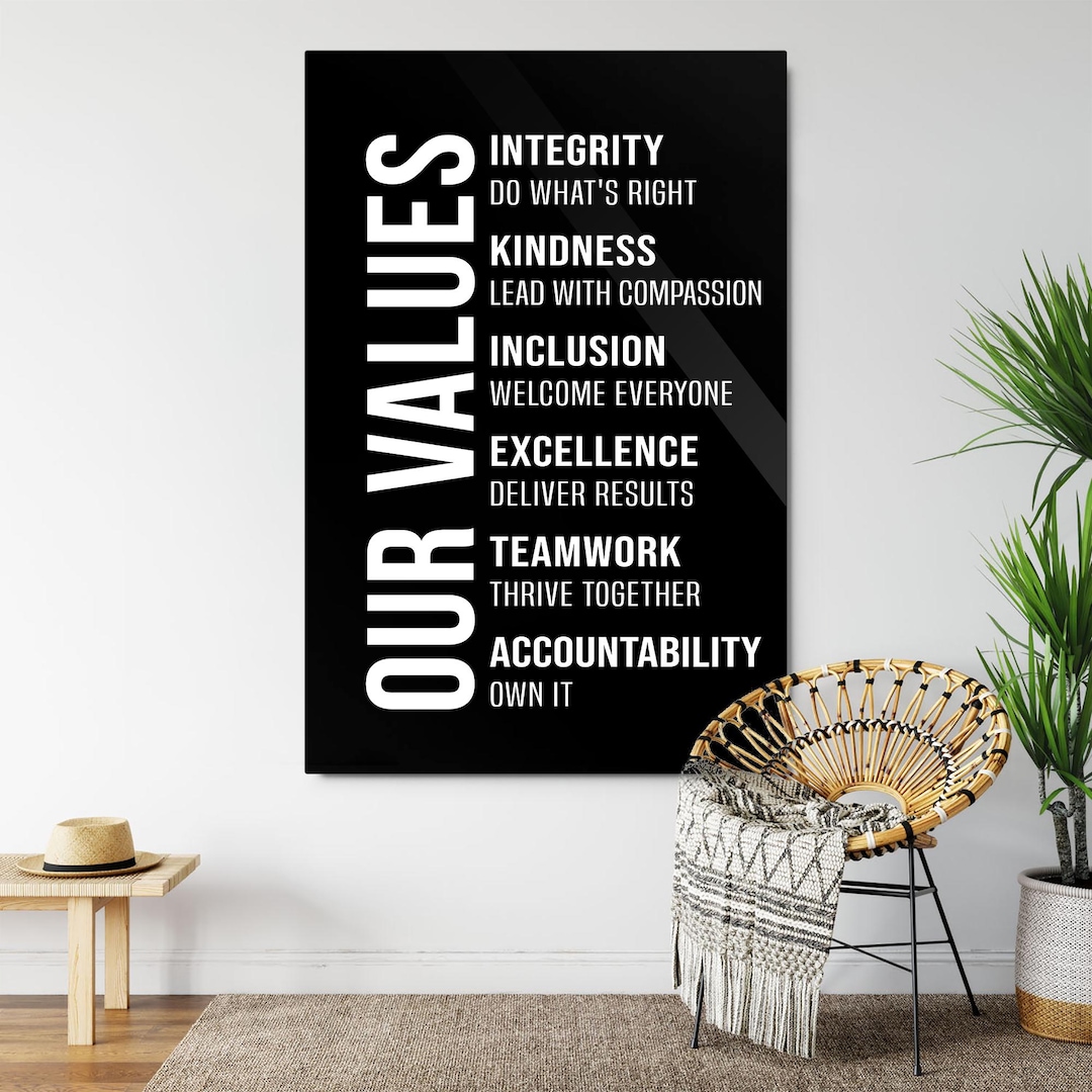 Personalized Our Values Wall Art Business Core Values Entrepreneur Sign ...