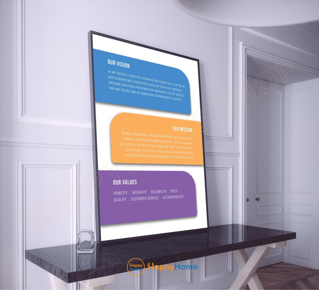 Personalized Company Wall Art Our Values Our Vision Our Mission ...