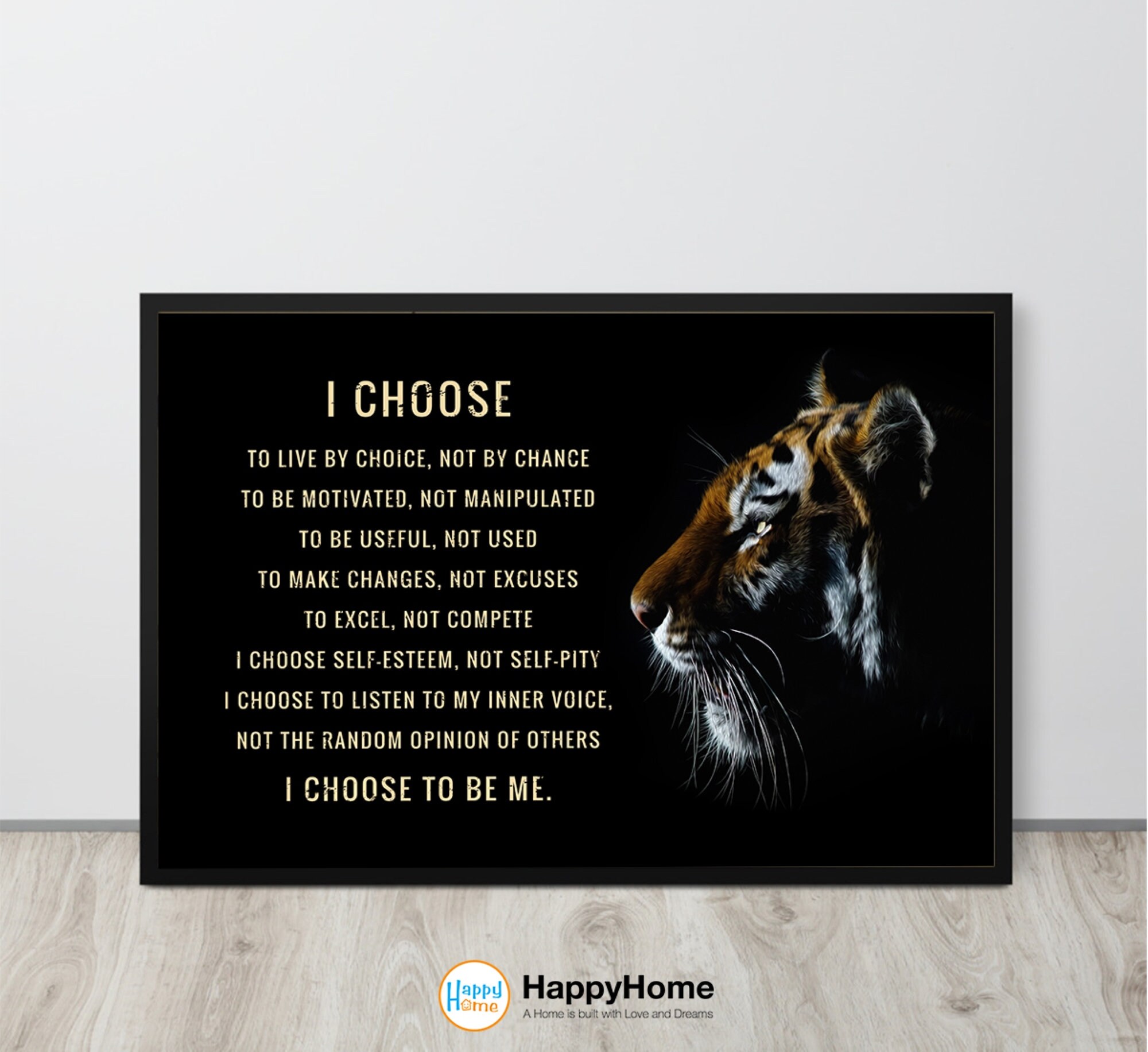 Tiger Poster Motivational Inspiration Quotes Wall Art - I Choose to Be ...