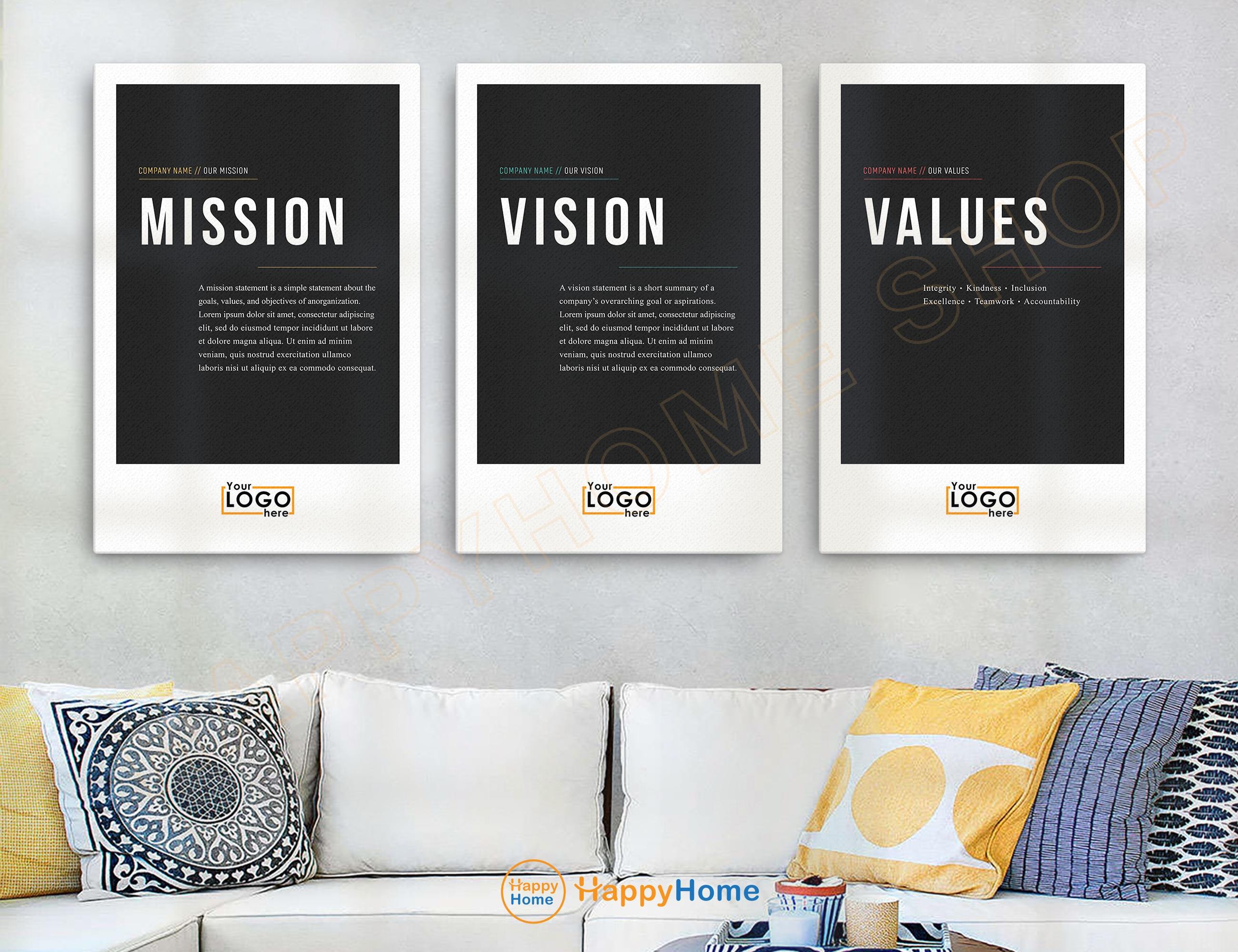 Personalized Business Statement Our Vision Our Mission Our Values Wall ...