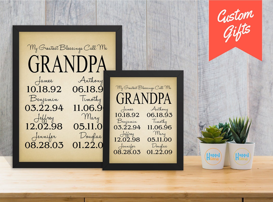 Personalized Grandpa Poster – My Greatest Blessings, Custom ...