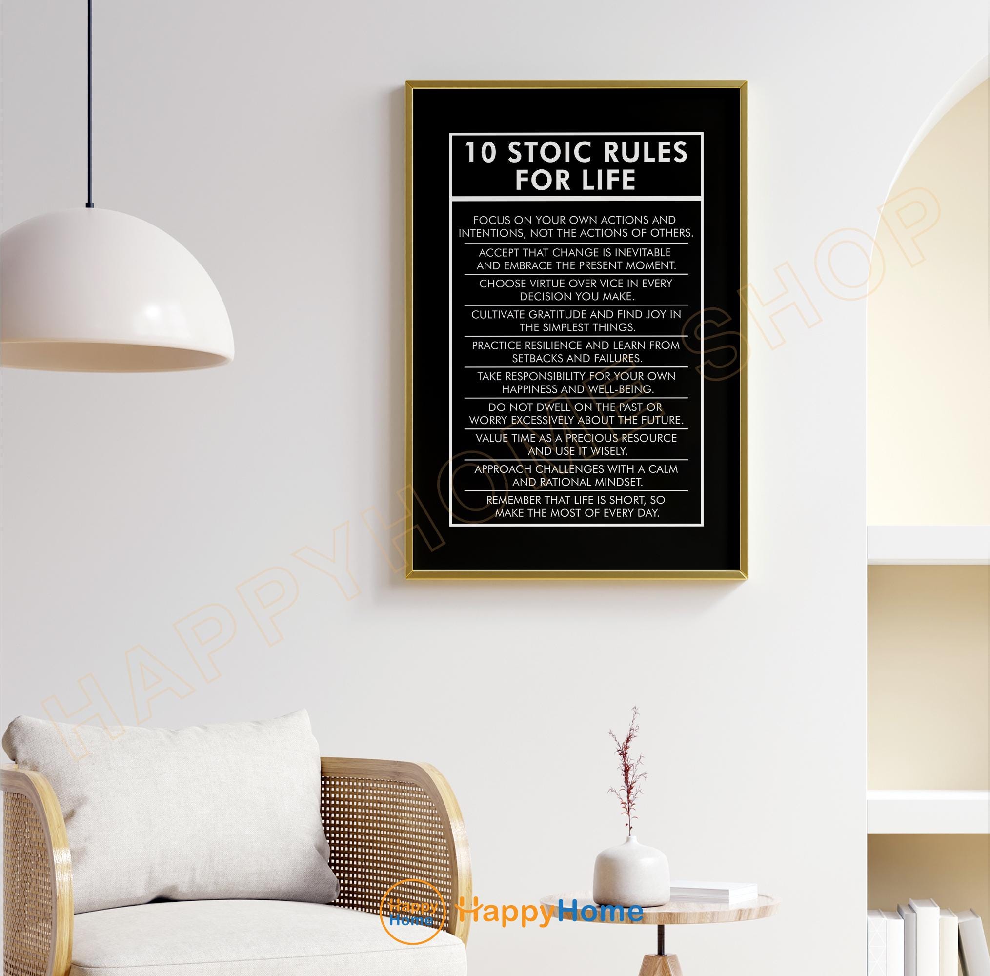 10 Stoic Rules of Life Wall Art Marcus Aurelius Quote Stoicism ...