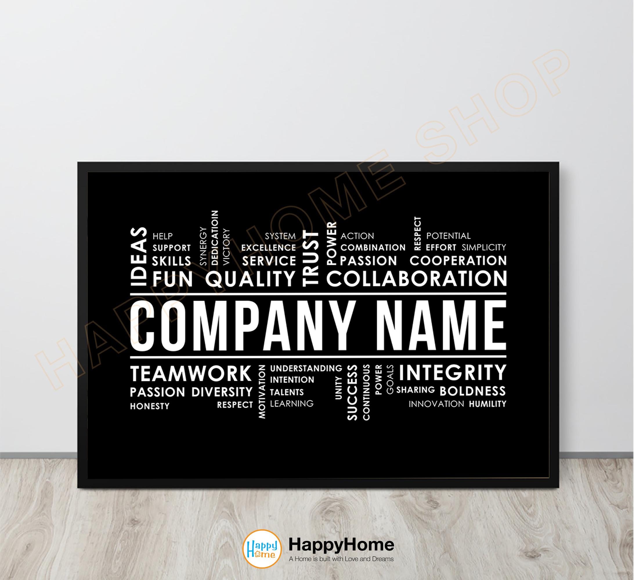Personalized Company Values Wall Art Business Core Values Sign ...