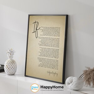 If Poem by Rudyard Kipling Wall Art If Poem Literary Prints Art Poetry ...