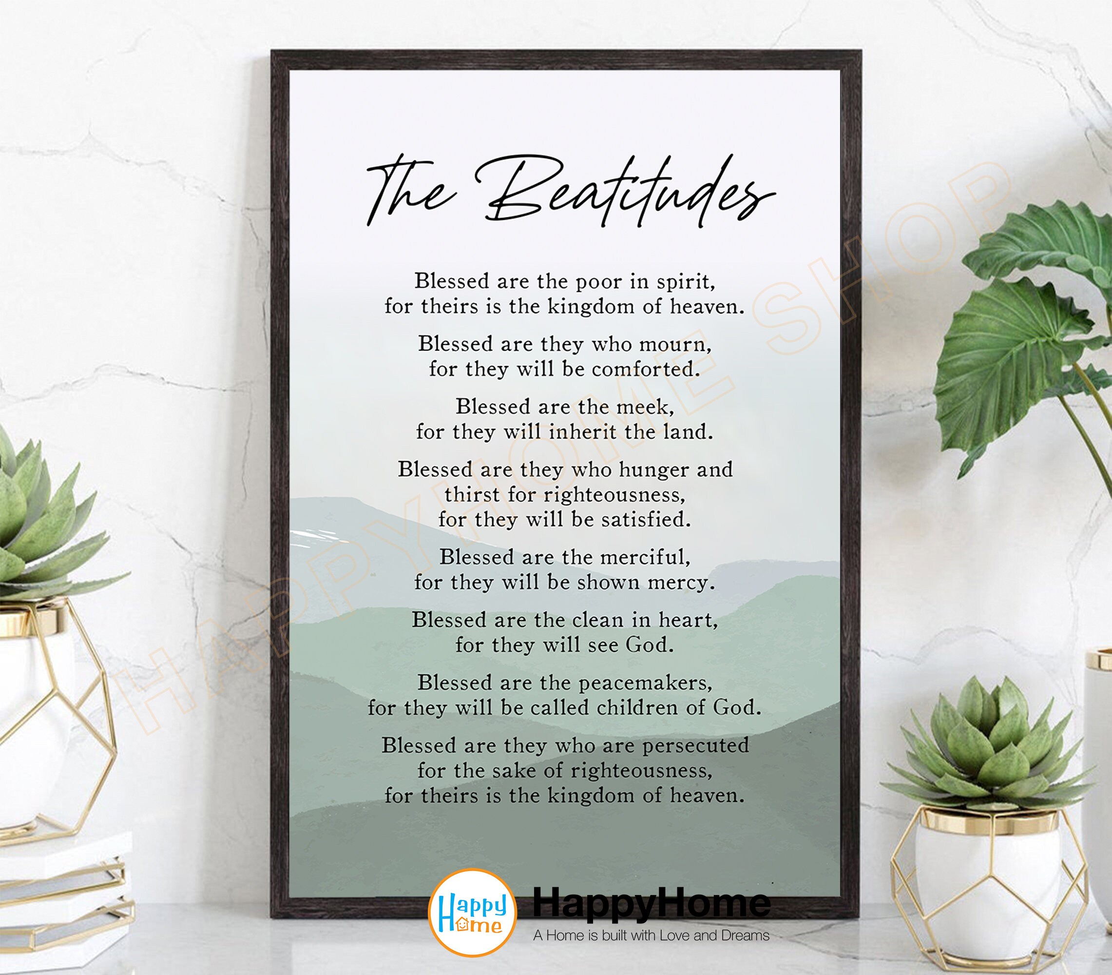The Beatitudes Scripture Sign Bible Verse Wall Art Matthew - Etsy