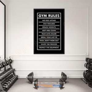Gym Rules Wall Art Workout Room Decor Gym Poster Fitness Sign Prints ...