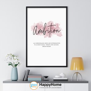 Ambition Definition Poster Motivational Wall Art | Inspirational Wall ...