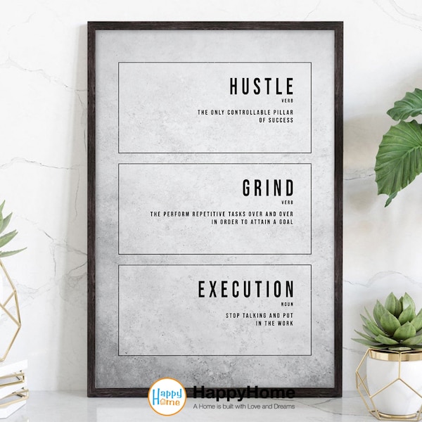 Hustle Grind Execution Wall Art - Etsy