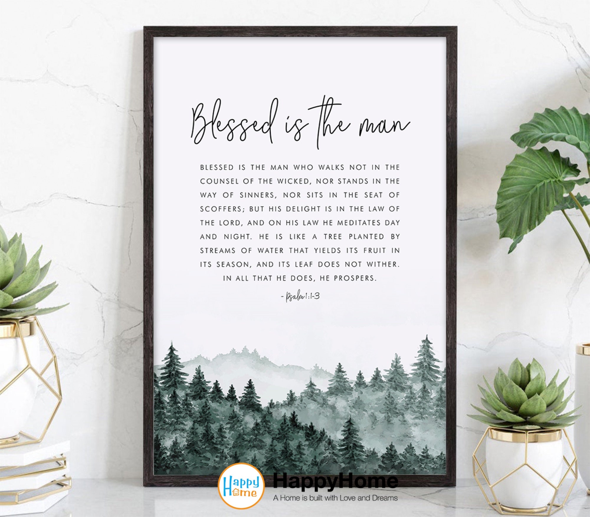 Psalm 1:1-3 Blessed is the Man | Bible Verse Wall Art | Modern ...