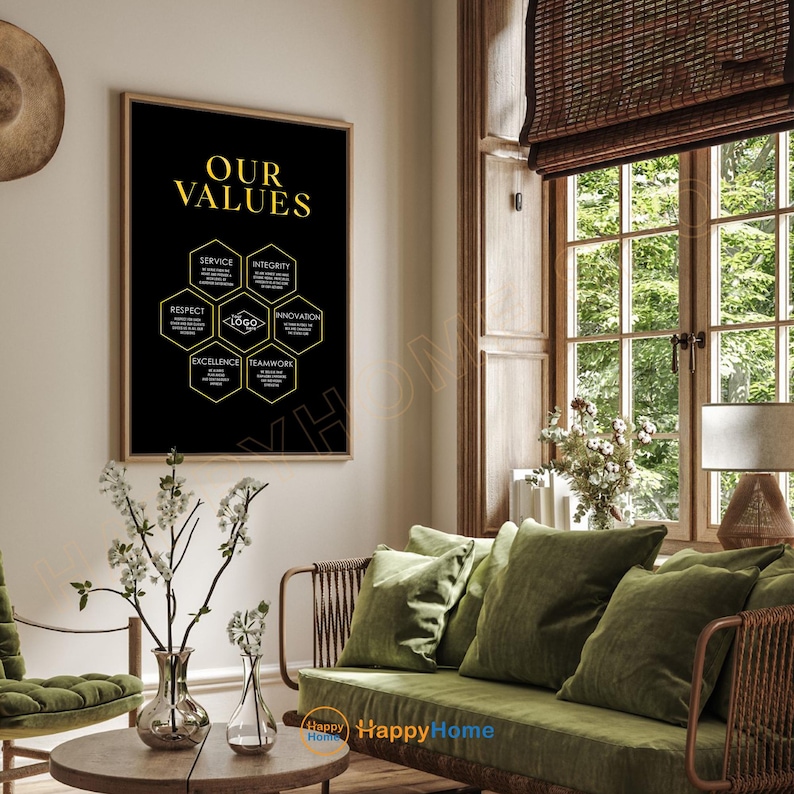 Custom Company Core Values Wall Art Business Office Decor Personalized ...