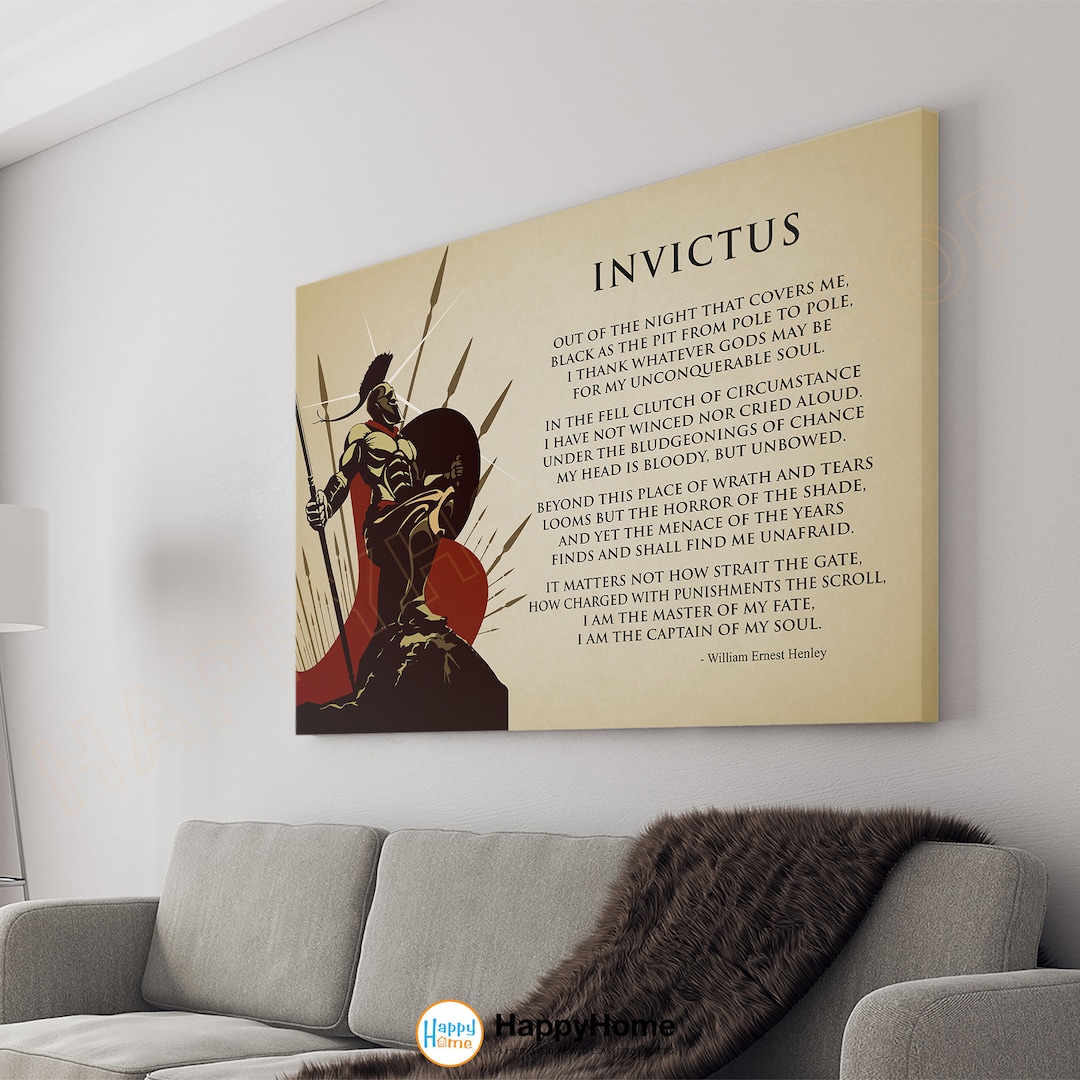 Spartan Warrior Invictus Wall Art Motivational Quotes Inspirational ...
