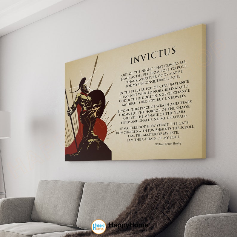 Spartan Warrior Invictus Wall Art Motivational Quotes Inspirational ...