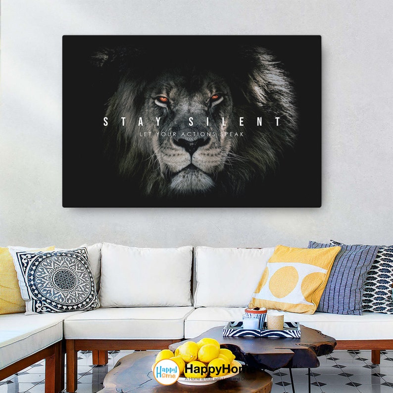 Lion Stay Silence Wall Art Motivational Quotes Inspirational Poster ...