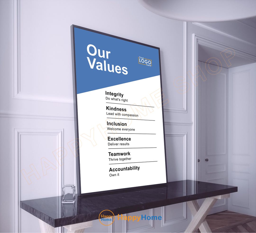 Personalized Company Our Values Wall Art Custom Business Core Values ...