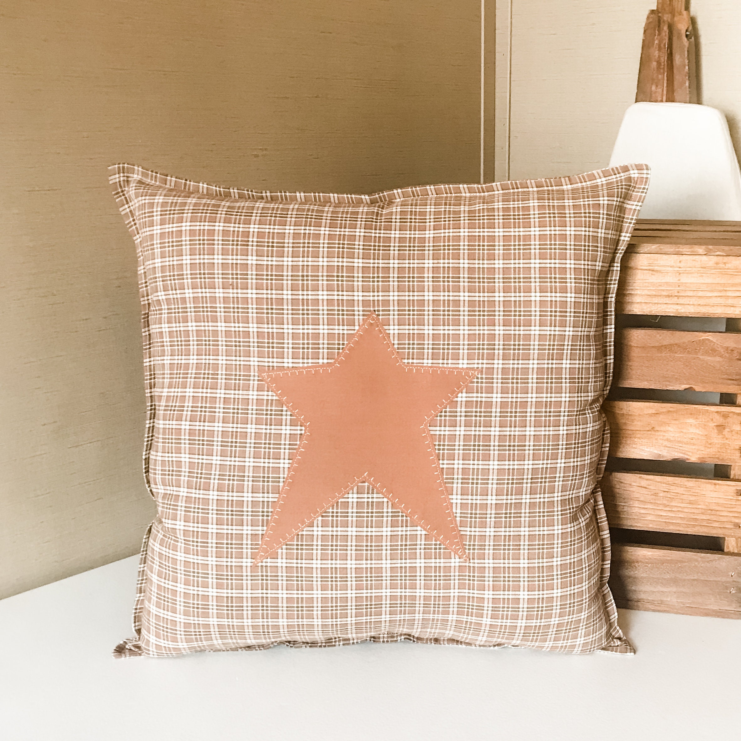 Primitive Star Throw Pillow choose fabric | Etsy
