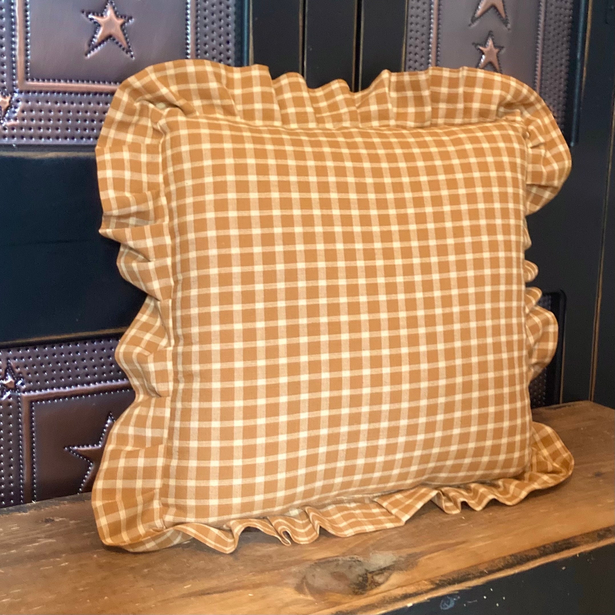 Farmhouse Ruffled Throw Pillow, Primitive Pillow - Etsy