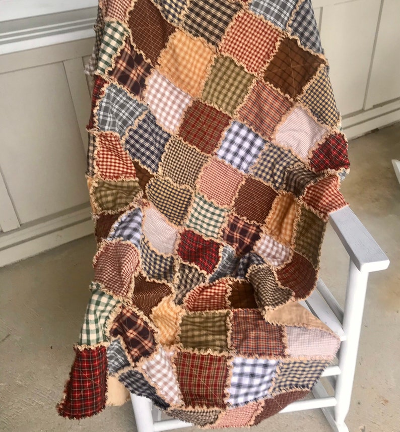 Primitive Rag Quilt Patchwork Quilt Choose Size - Etsy