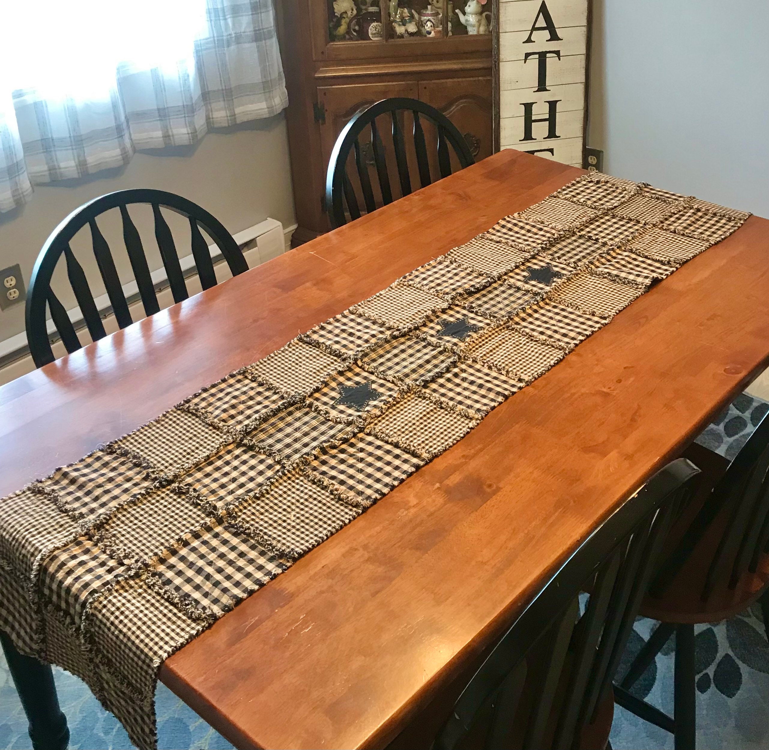 Primitive Rag Table Runner Black and Tan - Etsy