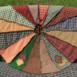 Primitive Christmas Tree Skirt, Rag Tree Skirt - Etsy