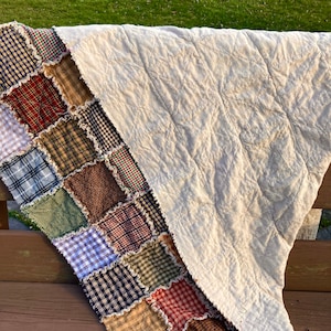Primitive Rag Quilt, Patchwork Quilt, Flannel Back. Choose Size - Etsy