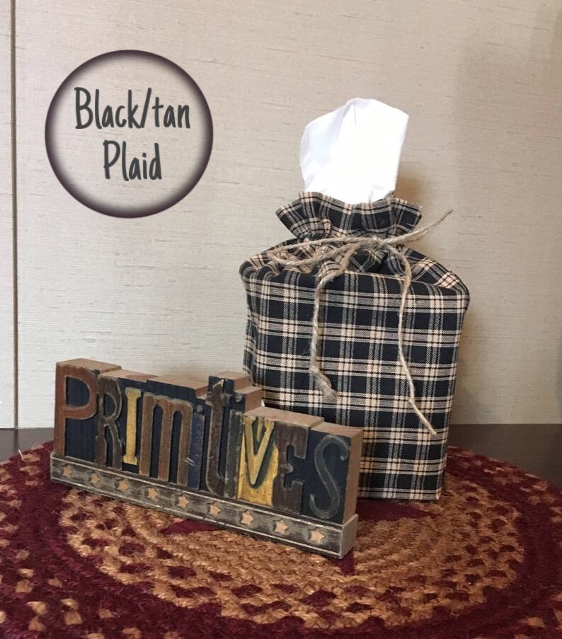 Primitive Tissue Box Cover, Farmhouse Tissue Box Cover — Crafty Hands Primitive