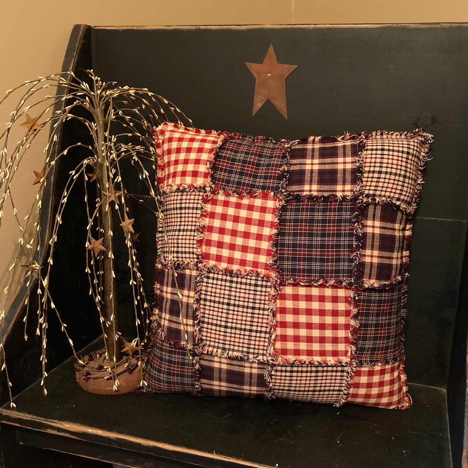 Primitive Rag Throw Pillows Choose Colors - Etsy