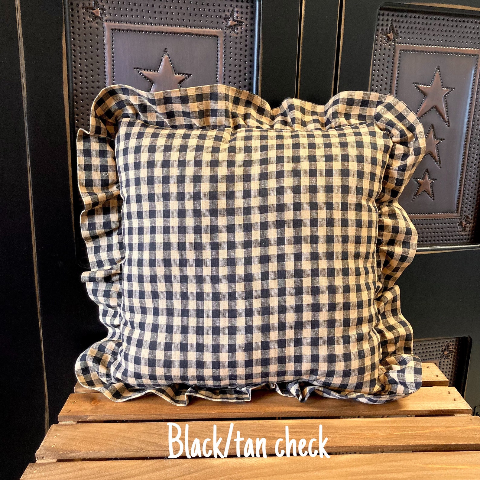 Farmhouse Ruffled Throw Pillow, Primitive Pillow - Etsy