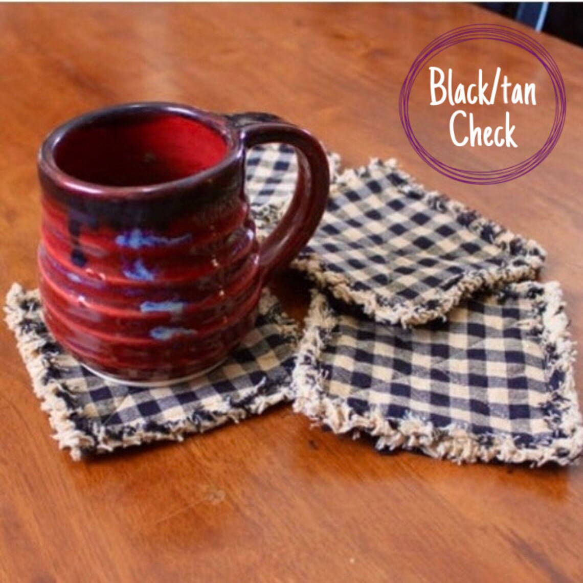 Primitive Rag Coasters Set of 4 | Etsy